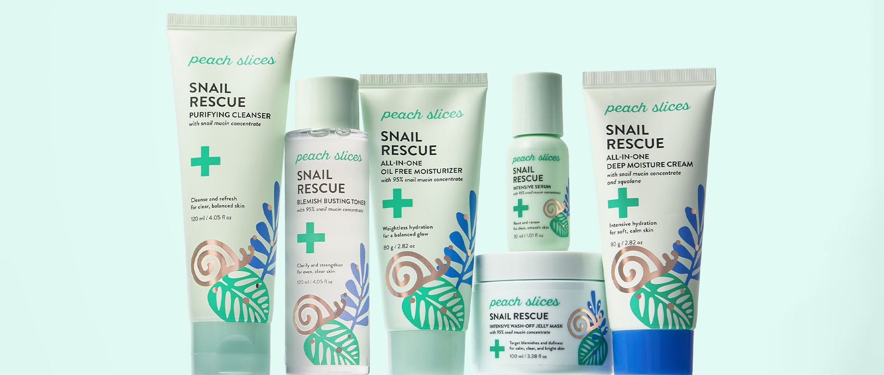 Korean Skin Care with Snail Mucin, Peach Slices Snail Rescue Products